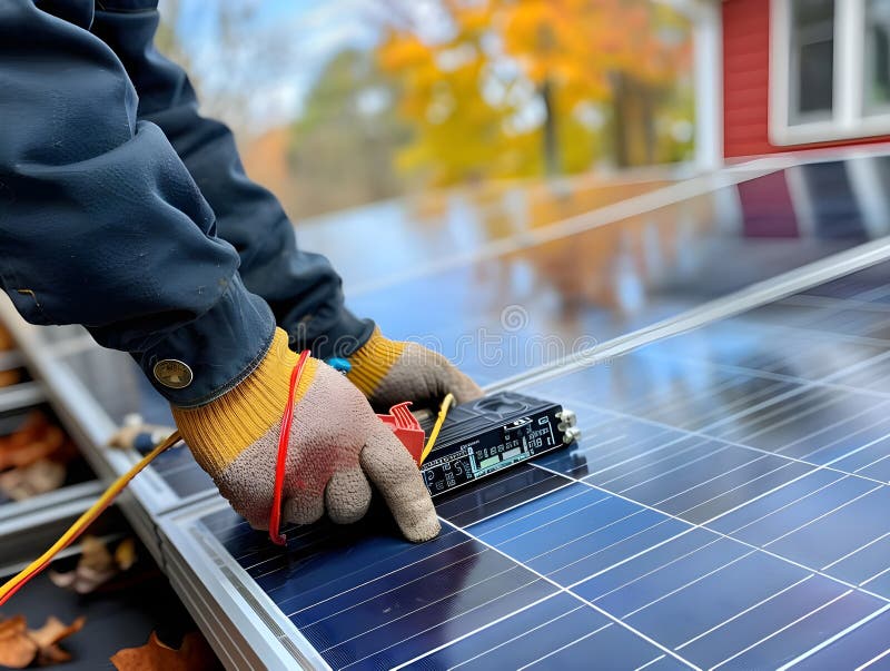 Installing Bypass Diodes Onto the Solar Panel Stock Illustration ...
