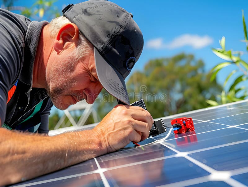 Installing Bypass Diodes Onto the Solar Panel Stock Illustration ...