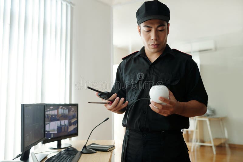 Installing Camera in Office of Bank Stock Image - Image of expertise ...