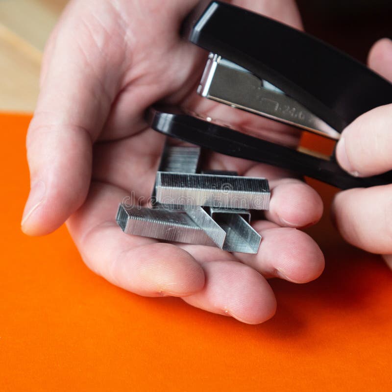Installing Clamp Staples in a Stationery Stapler Stock Image - Image of ...