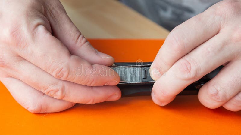 Installing Clamp Staples in a Stationery Stapler Stock Image - Image of ...