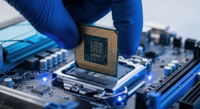 Installing a Computer Cpu Processor Onto a Motherboard in a Tech ...