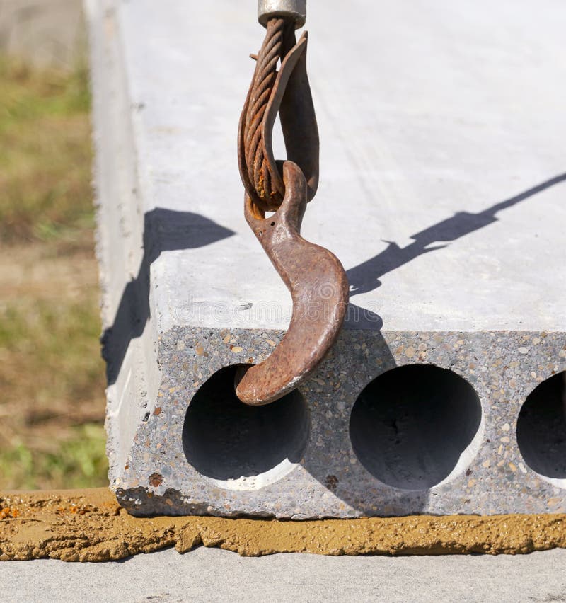 Installing Concrete Slabs at a Construction Site at Home Stock Image ...