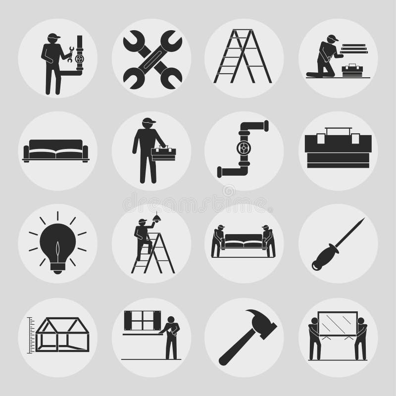 Installing different tools stock vector. Illustration of work - 227921168