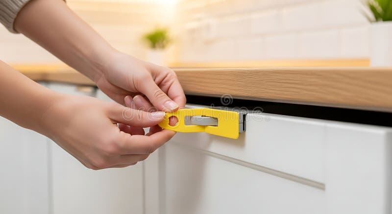 Childproofing Kitchen Drawers Stock Photo - Image of family, finger ...