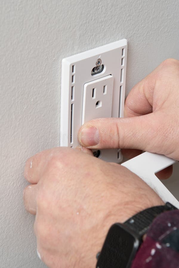 Installing an Electrical Outlet Stock Image - Image of industrial ...