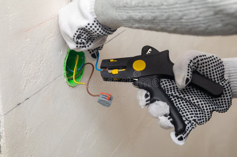 Installing Electrical Wiring during Construction Stock Image - Image of ...