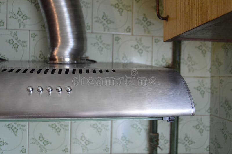 Installing a Kitchen Hood for Ventilation Stock Image - Image of ...