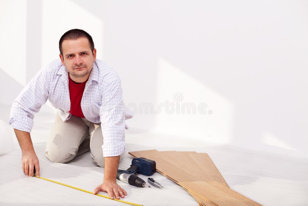 Installing Laminate Flooring - the Isolation Layer Stock Image - Image ...