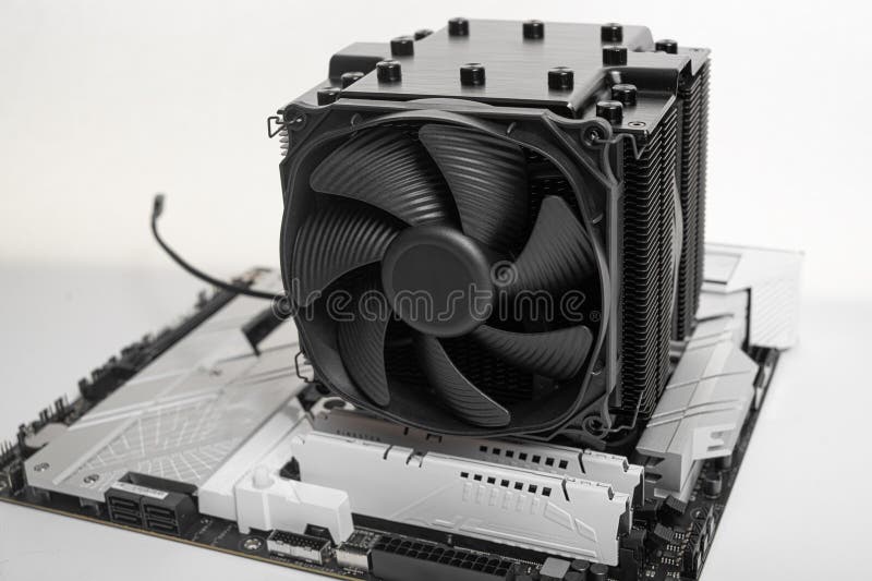 Installing a Large Cooler on a Computer Processor. Stock Image - Image ...