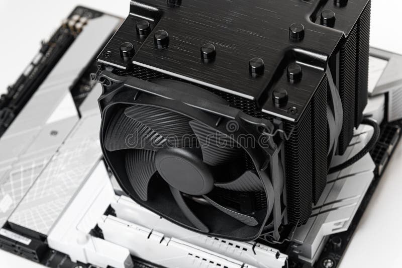 Installing a Large Cooler on a Computer Processor. Stock Image - Image ...
