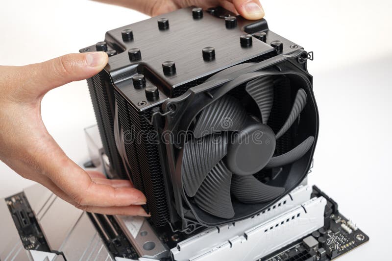 Installing A Large Cooler On A Computer Processor Stock Image Image Of Assembly Module