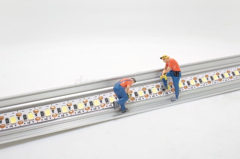 The Installing LED Wall Light Fixture, Electrician Connect Stock Image ...