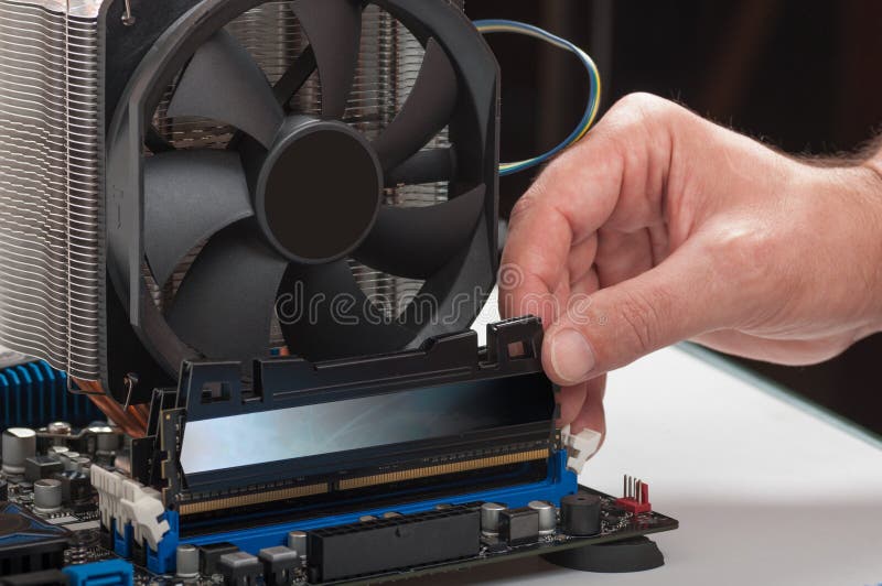 Installing Memory Module Slot Stock Photo - Image of plug, controller ...