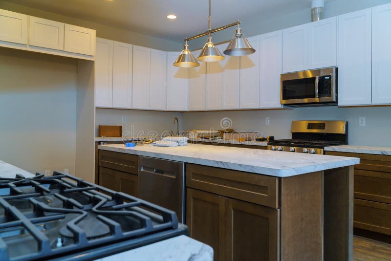 Installing New Induction Hob in Modern Kitchen Stock Image - Image of ...