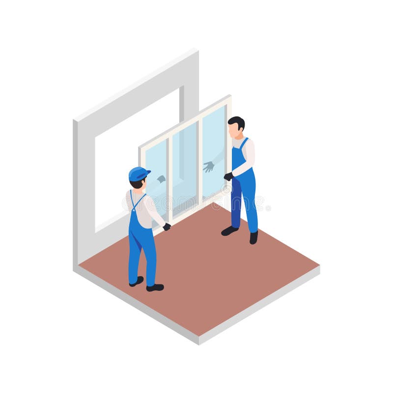 Installing New Window Composition Stock Vector - Illustration of ...
