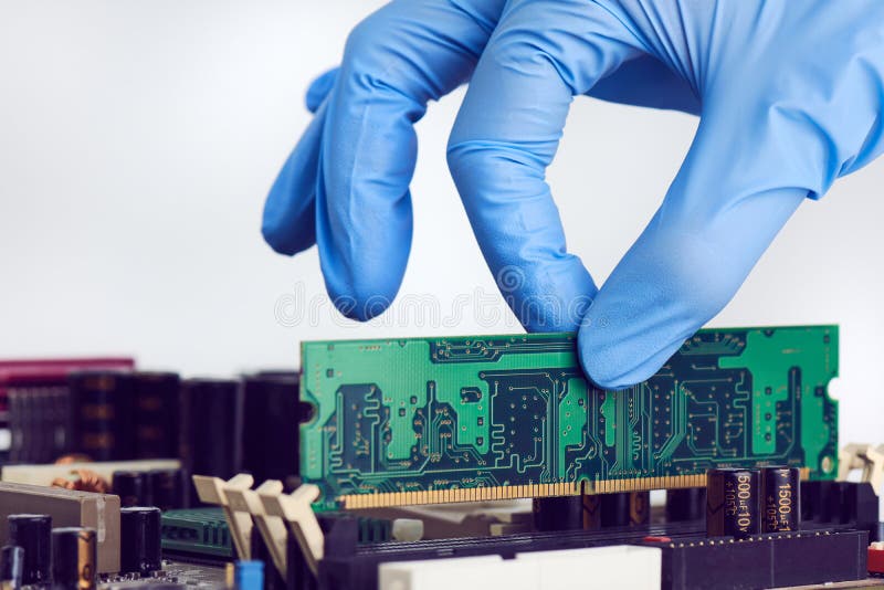 Installing in Place Computer RAM Memory Chip Stock Photo - Image of ...