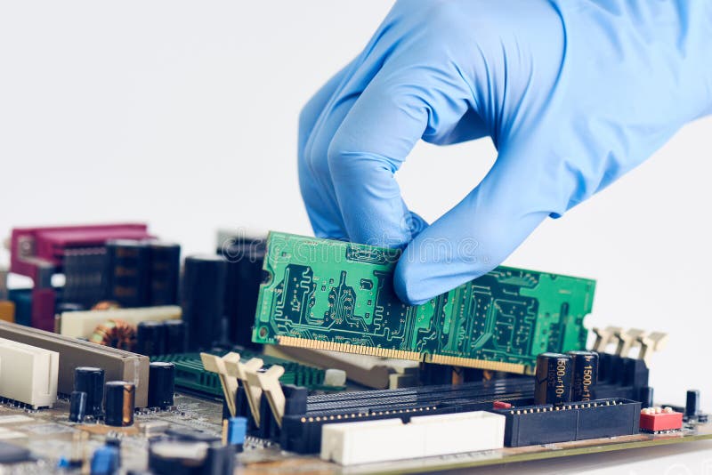 Installing in Place Computer RAM Memory Chip Stock Photo - Image of ...