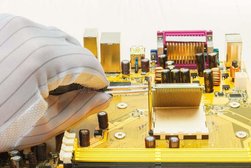 Installing a Processor in Computer Motherboard Stock Image - Image of ...