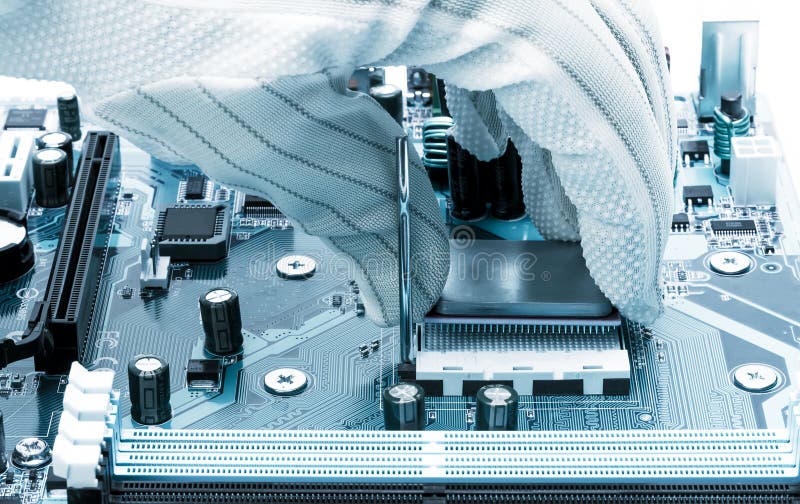 Installing a Processor in Computer Motherboard Stock Photo - Image of ...