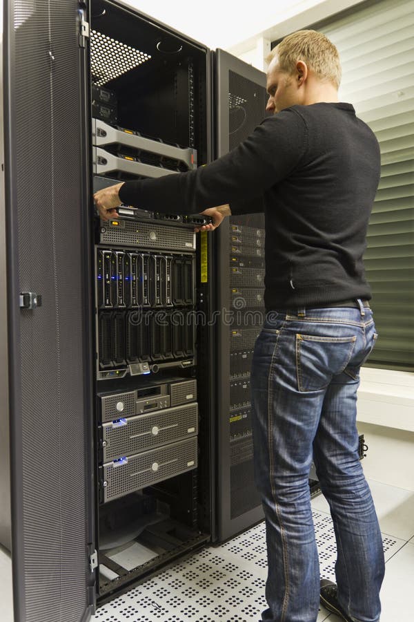 Installing Rack Server stock photo. Image of occupation - 29555588