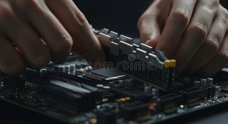 Installing RAM stock illustration. Illustration of maintenance - 373452698