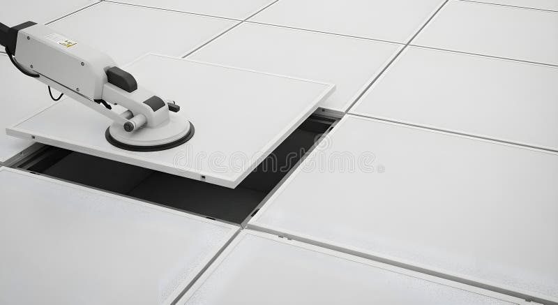 Robotic Arm Lifting Access Panel in Raised Floor Stock Illustration ...