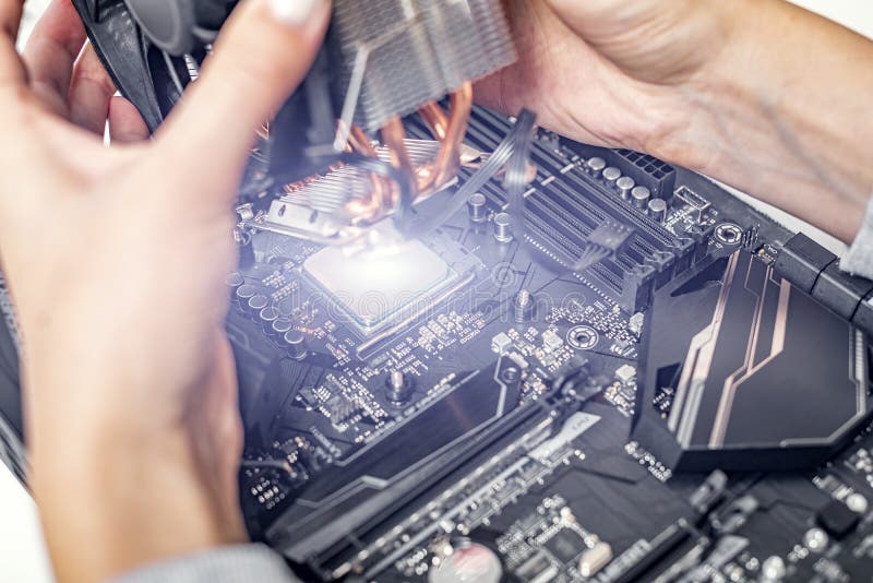 Installing or Repair the Air Cooling System of the PC Processor. Stock ...