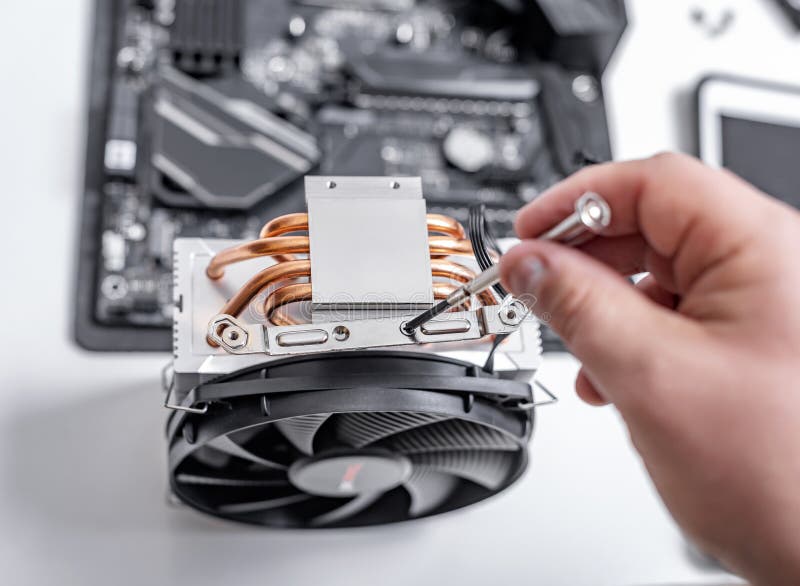 Installing or Repair the Air Cooling System of the PC Processor. Stock ...