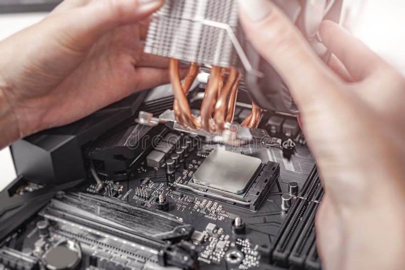 Installing or Repair the Air Cooling System of the PC Processor. Stock ...