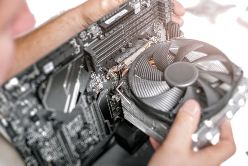 Installing or Repair the Air Cooling System of the PC Processor. Stock ...