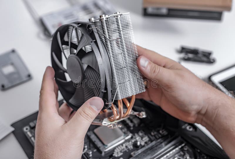 Installing or Repair the Air Cooling System of the PC Processor. Stock ...
