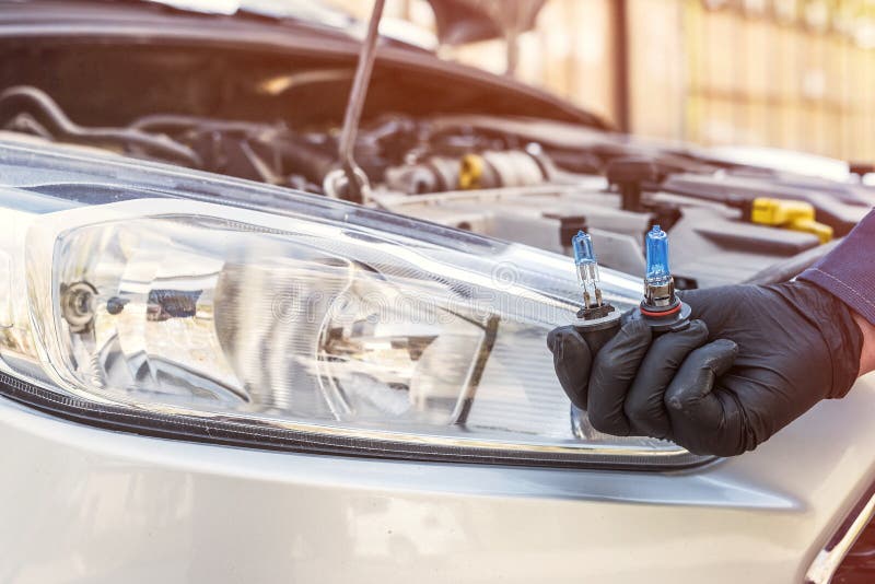 Installing Replacement New Modern Halogen Led Car Headlight Bulb Stock ...