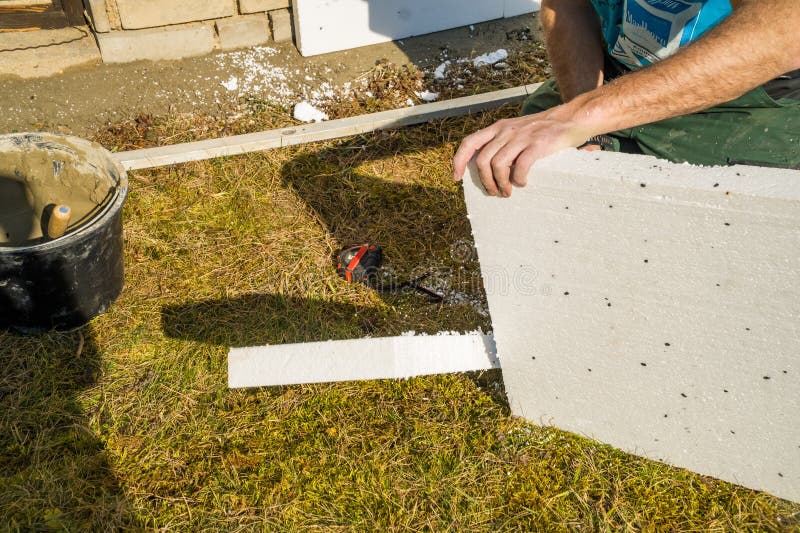 Installing Rigid Styrofoam Insulation Board for Energy Saving of the ...