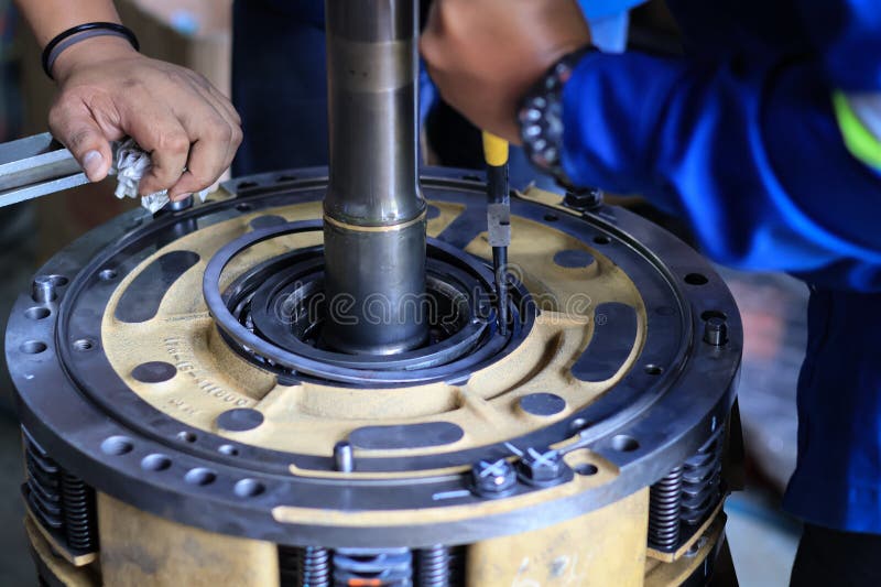 Installing Ring Retaining Bearing Using Snap Ring Pliers. Stock Photo ...