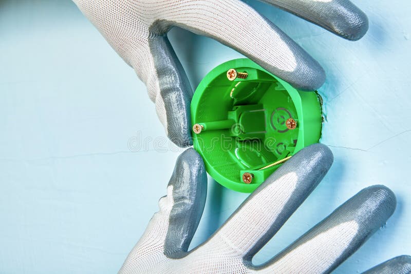 Installing of Round Socket Box Stock Photo - Image of energy, socket ...