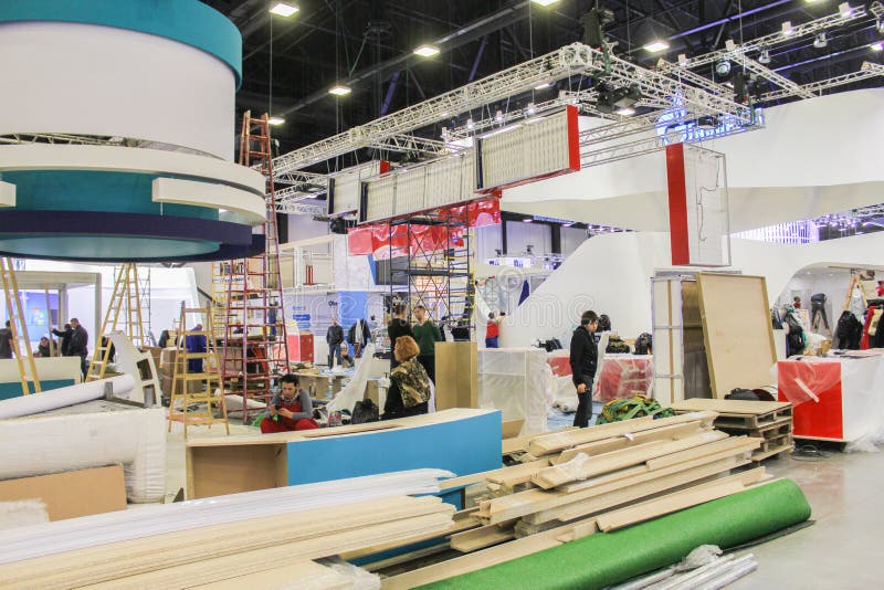 Installing Scenery Indoors. Editorial Image - Image of business, making ...