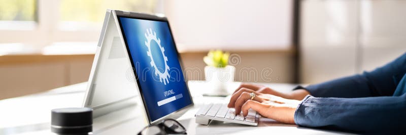 Loading Software into a Laptop Stock Image - Image of install, desk: 675919