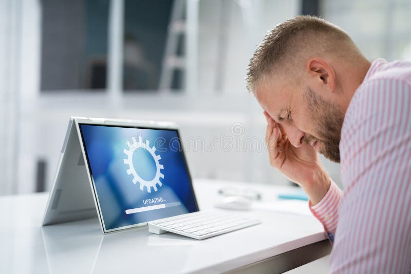 Installing Software Update Progress. Computer Loading Patch Stock Image ...