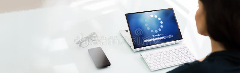 Installing Software into a Notebook Stock Image - Image of compact ...