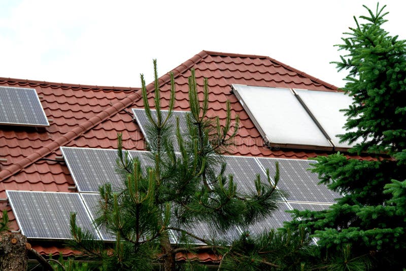 Installing a Solar Cell on a Roof. Stock Photo - Image of service ...