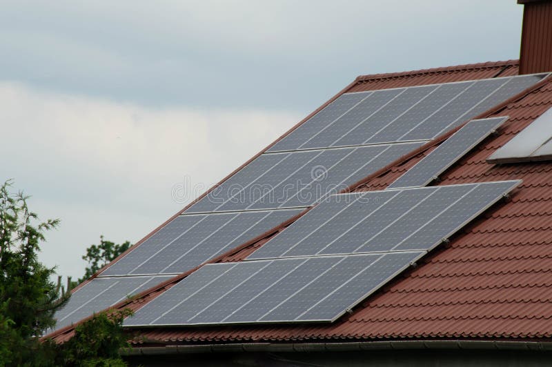 Installing a Solar Cell on a Roof. Stock Photo - Image of modern ...
