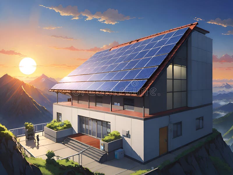 Installing Solar Panels on an Office Building on a Mountain Stock ...