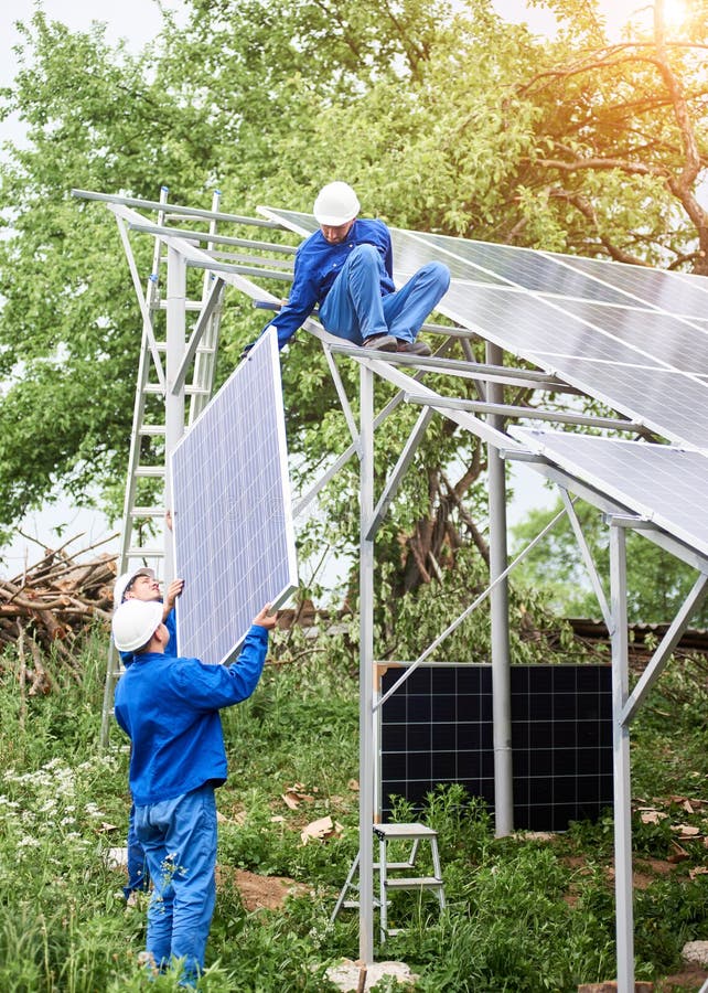 Installing of Solar Photo Voltaic Panel System Stock Image - Image of ...