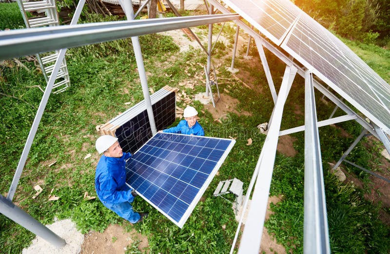 Installing of Solar Photo Voltaic Panel System Stock Photo - Image of ...