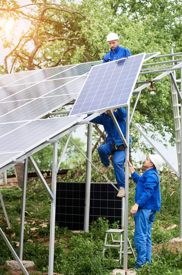 Installing Of Solar Photo Voltaic Panel System Stock Photo - Image of ...
