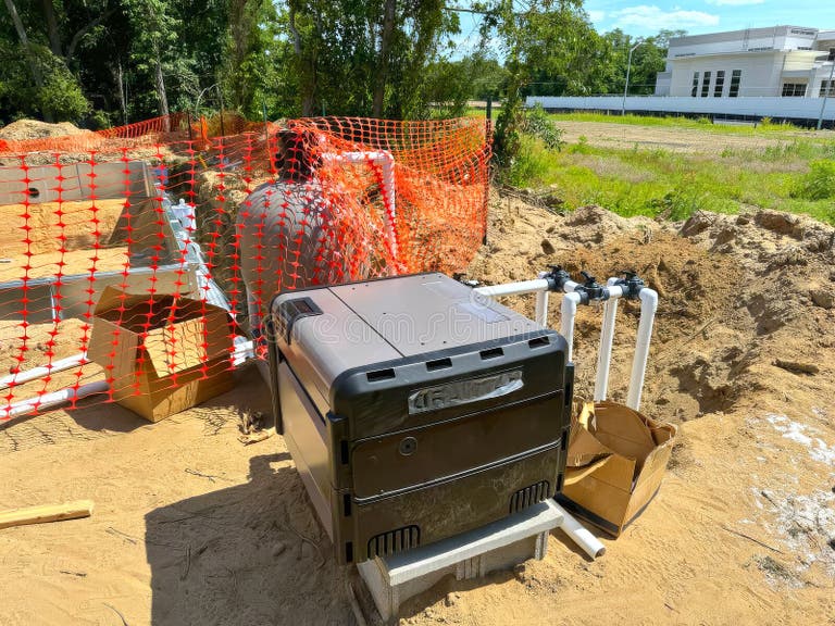 Installing System Boiler Steam Heats Water for a Pool Stock Photo ... Installing System Boiler Steam Heats Water for a Pool Stock Photo ...