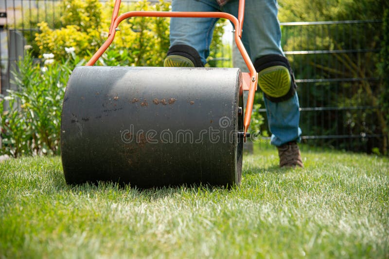 Turf Rolls and Gardener in Edinburgh Stock Photo - Image of tool, park ...