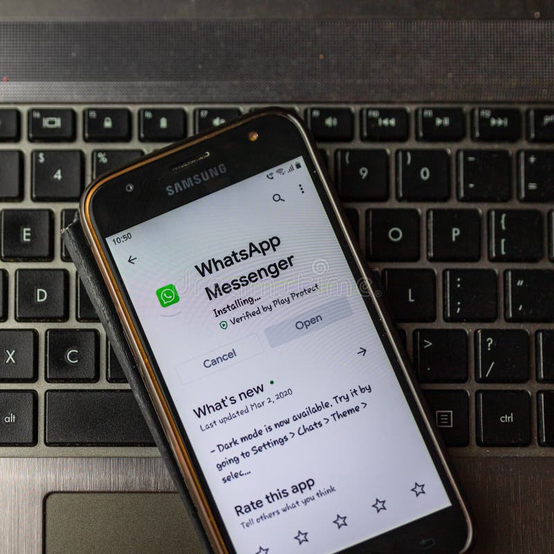 Installing WhatsApp Messenger on Smartphone Screen Pixelated Close Up ...