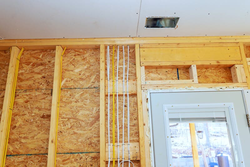 Wood Framing and Electrical Wiring Installation Inside Residential ...